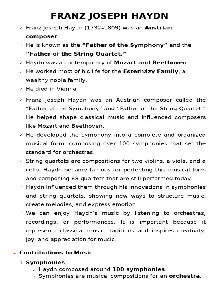 Franz Joseph Haydn Reviewer | PDF