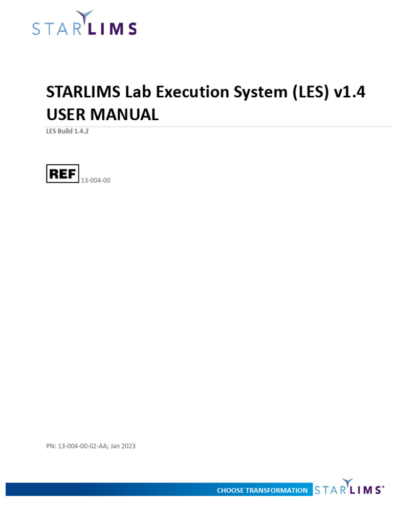 STARLIMS Lab Execution System (LES) v1.4 User Manual | PDF | Parameter ...