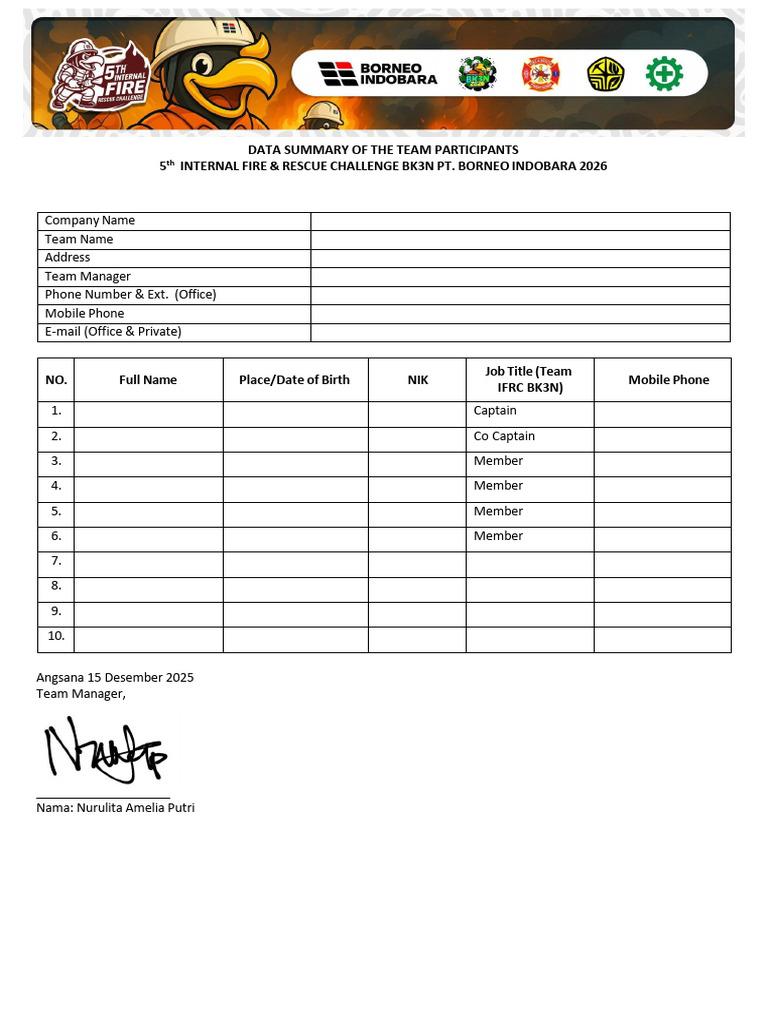 Data Summary of the Team Participants | PDF