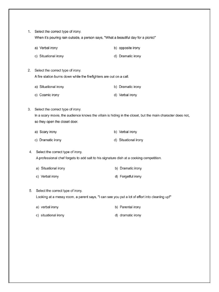 Irony HW Sheet | PDF