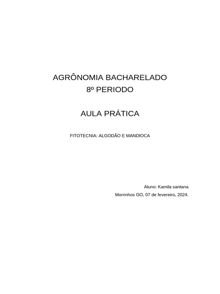 Fitotecnia Algodão e Mandioca | PDF | Raiz | Agricultura