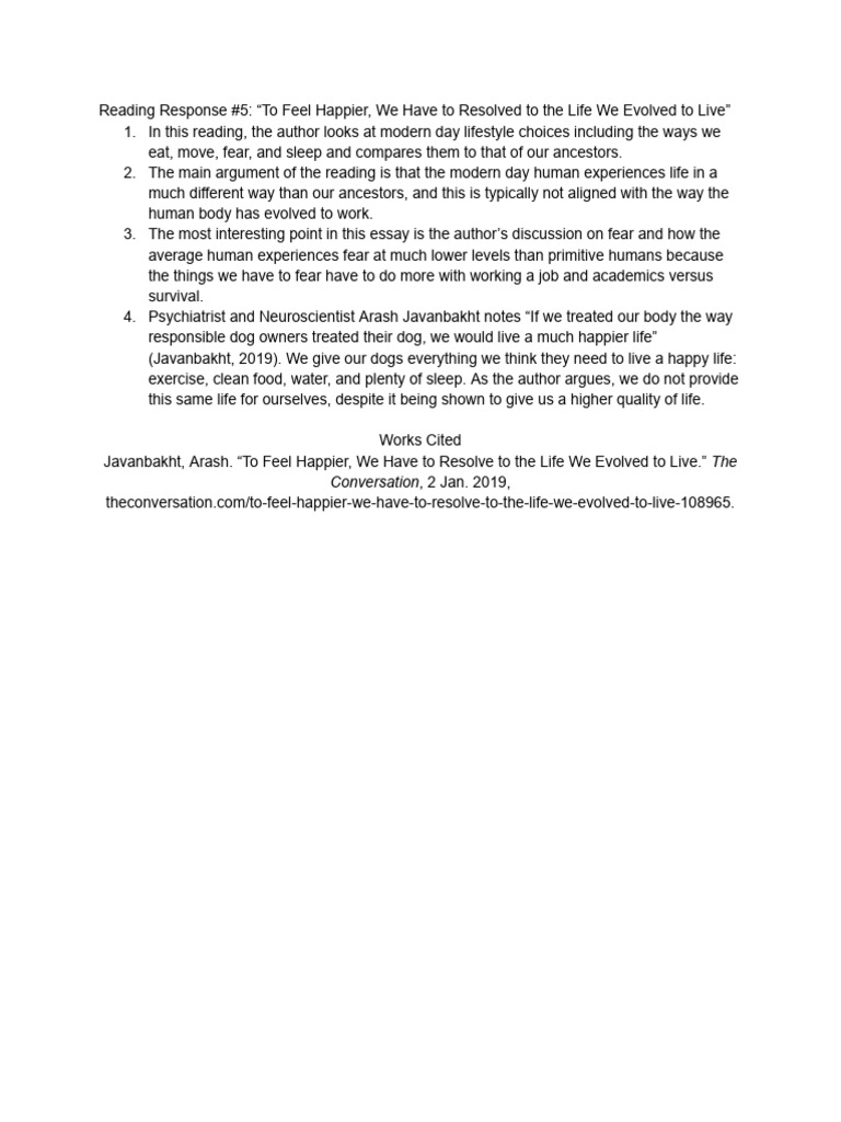 ENG 101 Reading Response #5 | PDF
