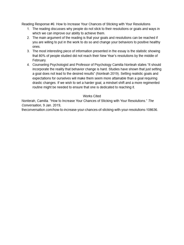 ENG 101 Reading Response #6 | PDF