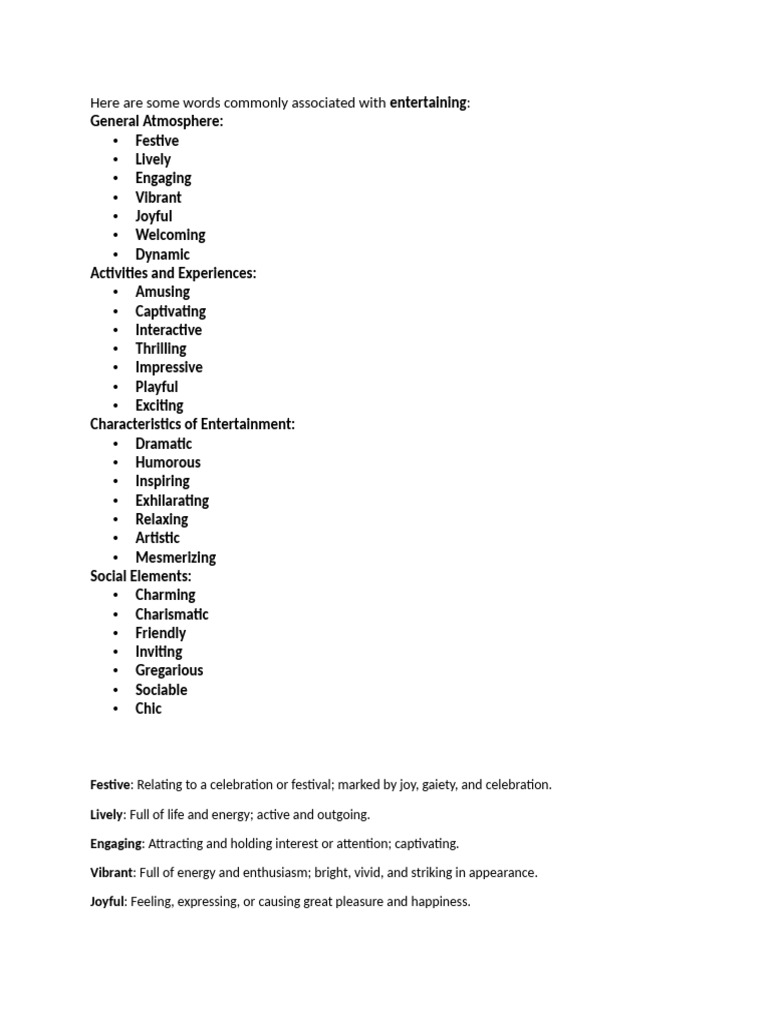 Entertainment Vocabulary | PDF | Psychological Concepts | Psychology