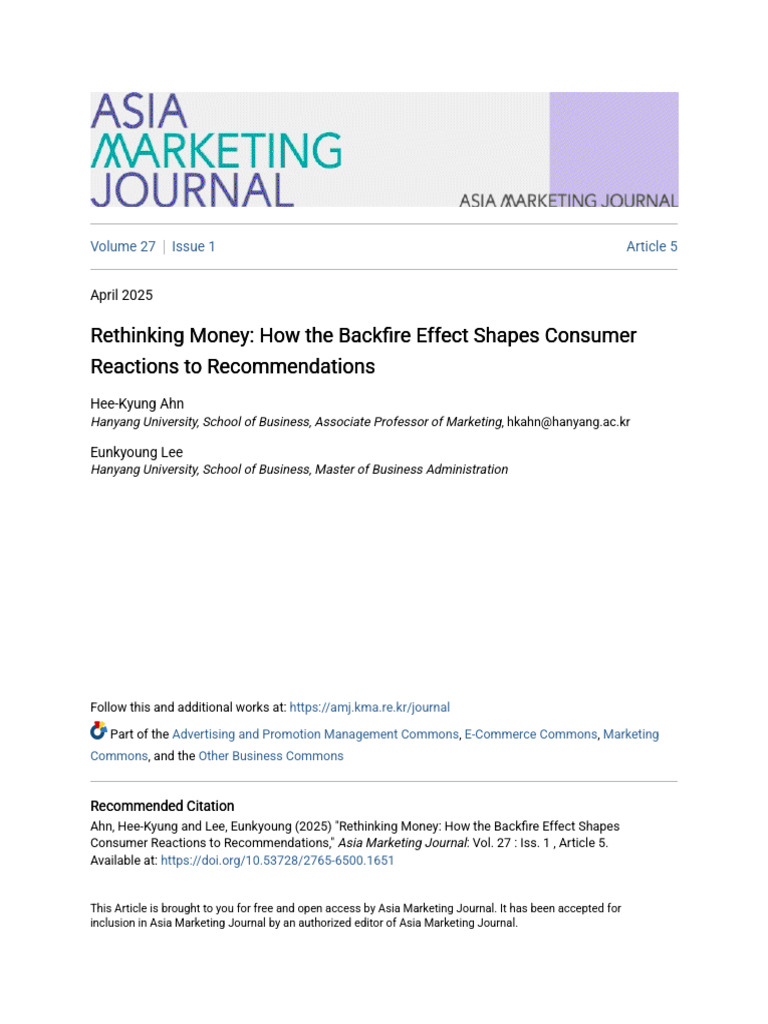 Rethinking Money_ How the Backfire Effect Shapes Consumer Reactio | PDF ...