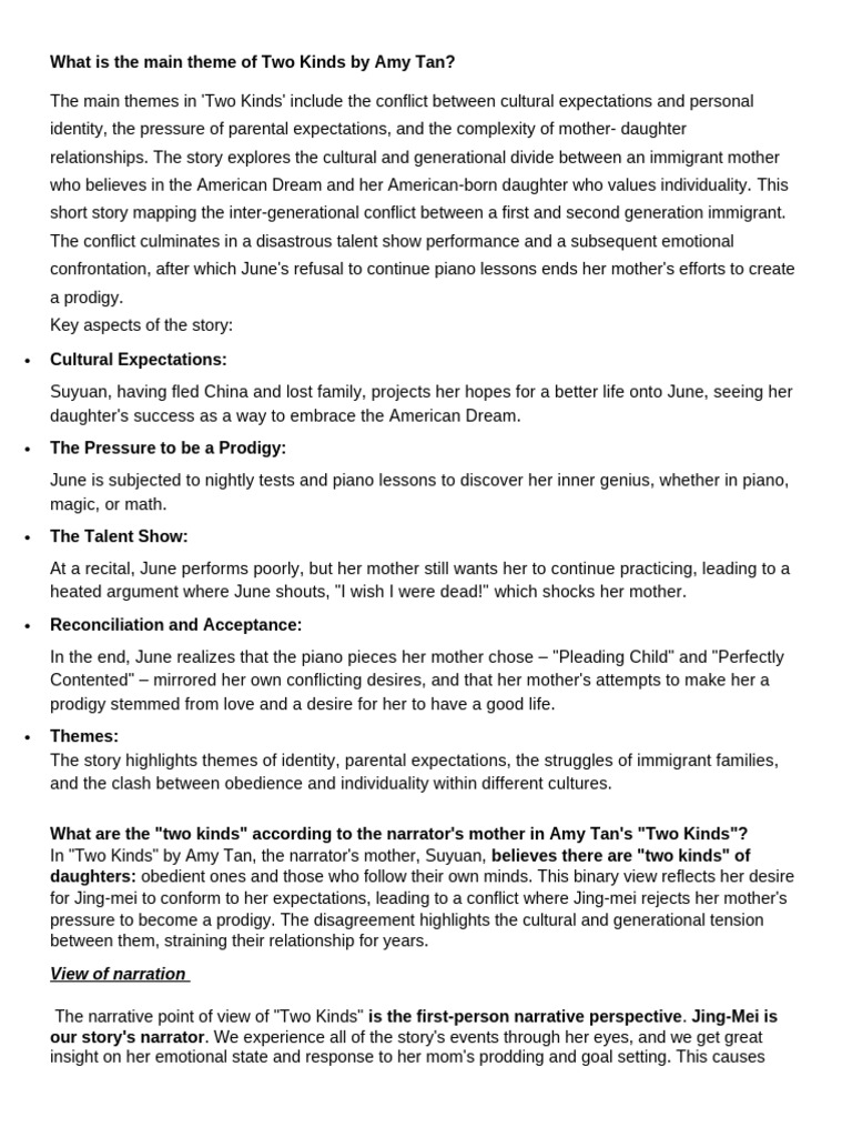 3_ Two Kinds by Amy Tan | PDF | Narration | Conflict Resolution