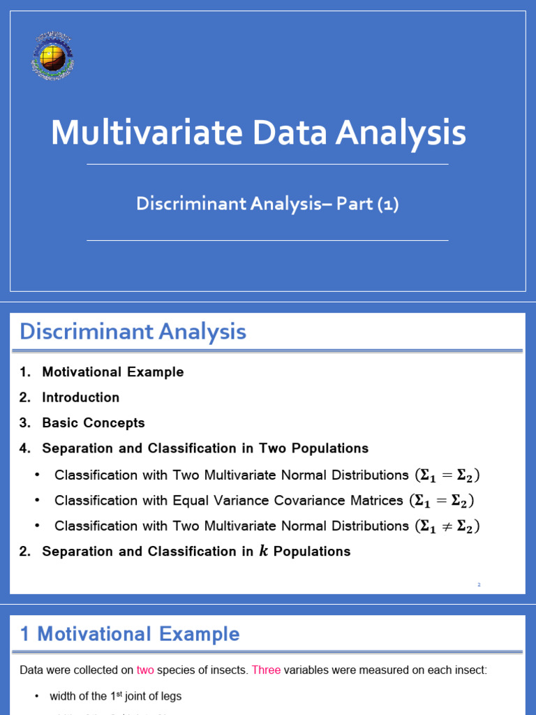 12- Discriminant Analysis - Part (1) | PDF | Statistical Classification ...