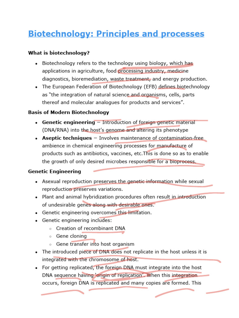 Chapter 11 Biotechnology Principles and Processes | PDF | Molecular ...