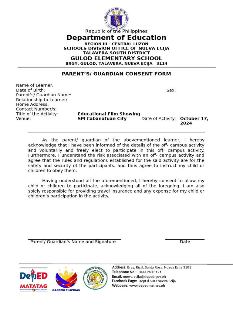 3. Parent_s, Guardian Consent Form | PDF