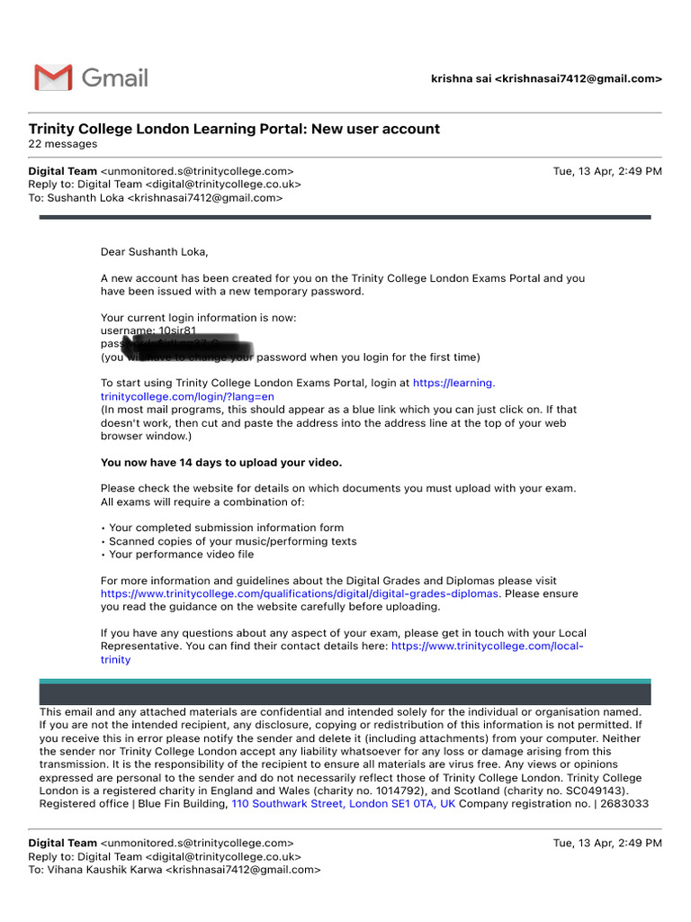 Trinity College London Learning Portal: New User Account | PDF ...