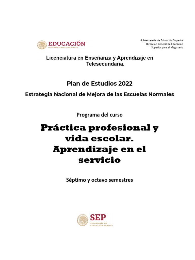 Práctica Profesional y Vida Escolar | PDF | Plan de estudios | Enseñando