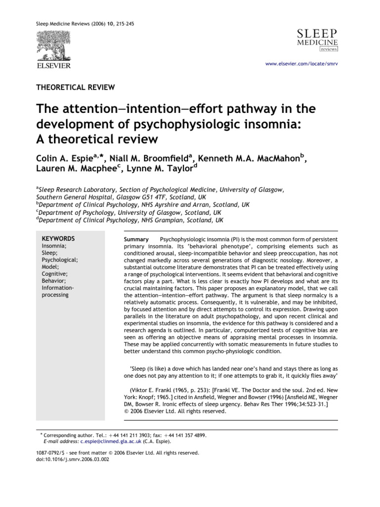 2006 AIE Model Colin Espie | PDF | Sleep | Attention