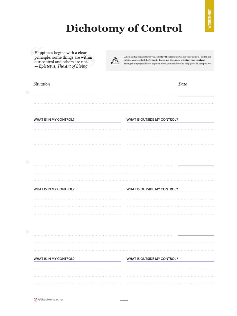 Worksheet Dichotomy of Control A4 | PDF