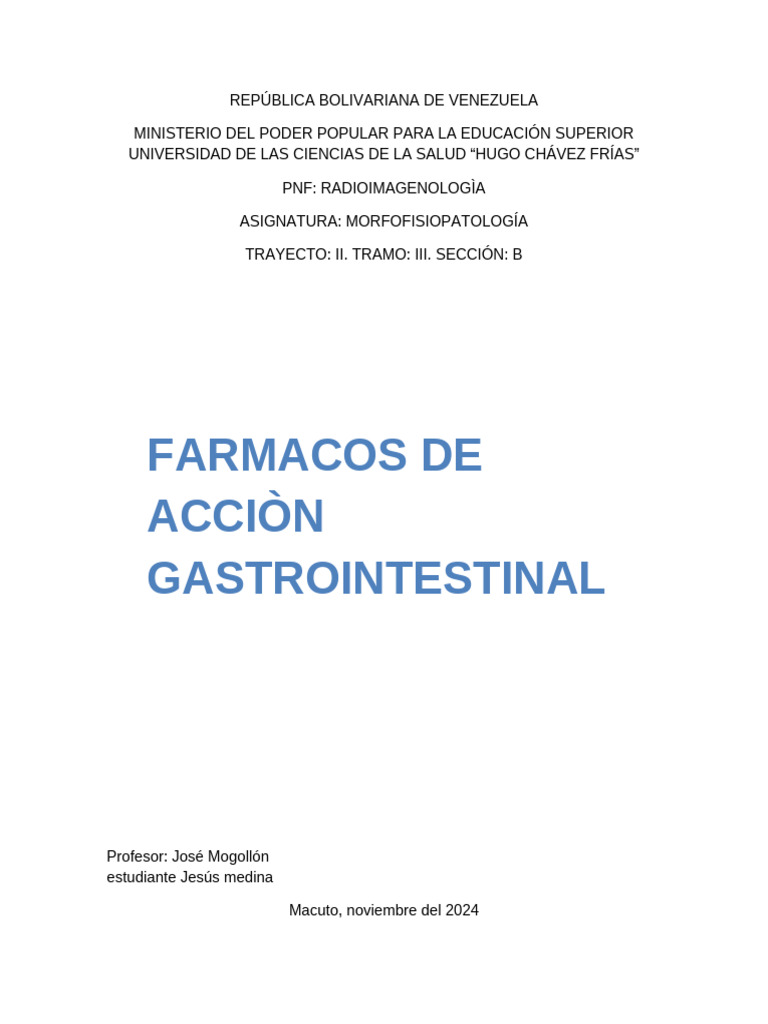 farmacos de accion gastrointestinal jesus | PDF | Digestión | Diarrea
