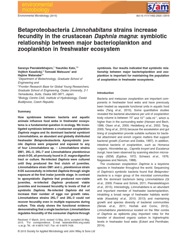 Betaproteobacteria Limnohabitans Strains Increase | PDF | Bacteria ...