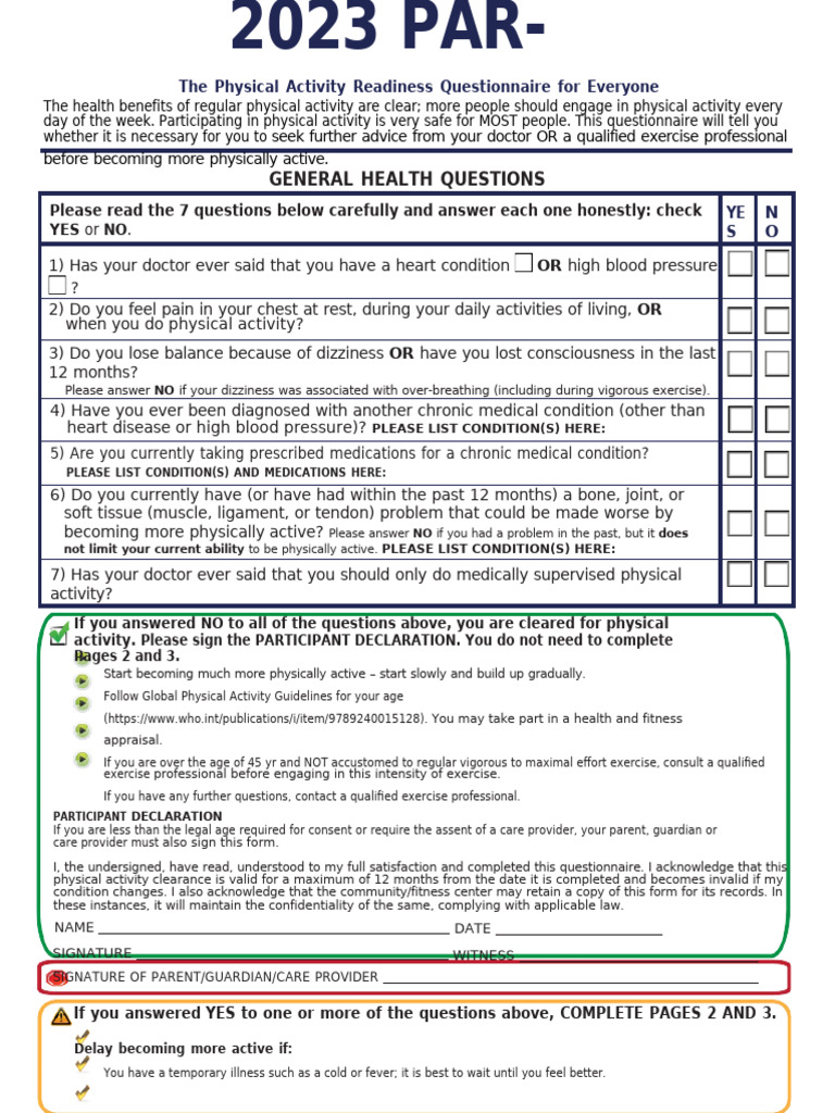 ParQ Plus Jan 2023 Fillable 1 | PDF | Diabetes | Heart