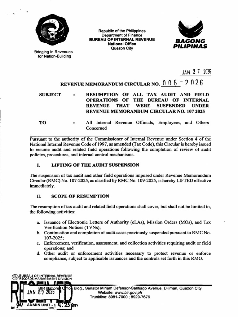 RMC No. 8-2026 | PDF