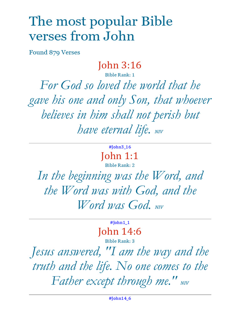 Bible Verses from John | PDF | Gospel Of John | Religious Belief And ...