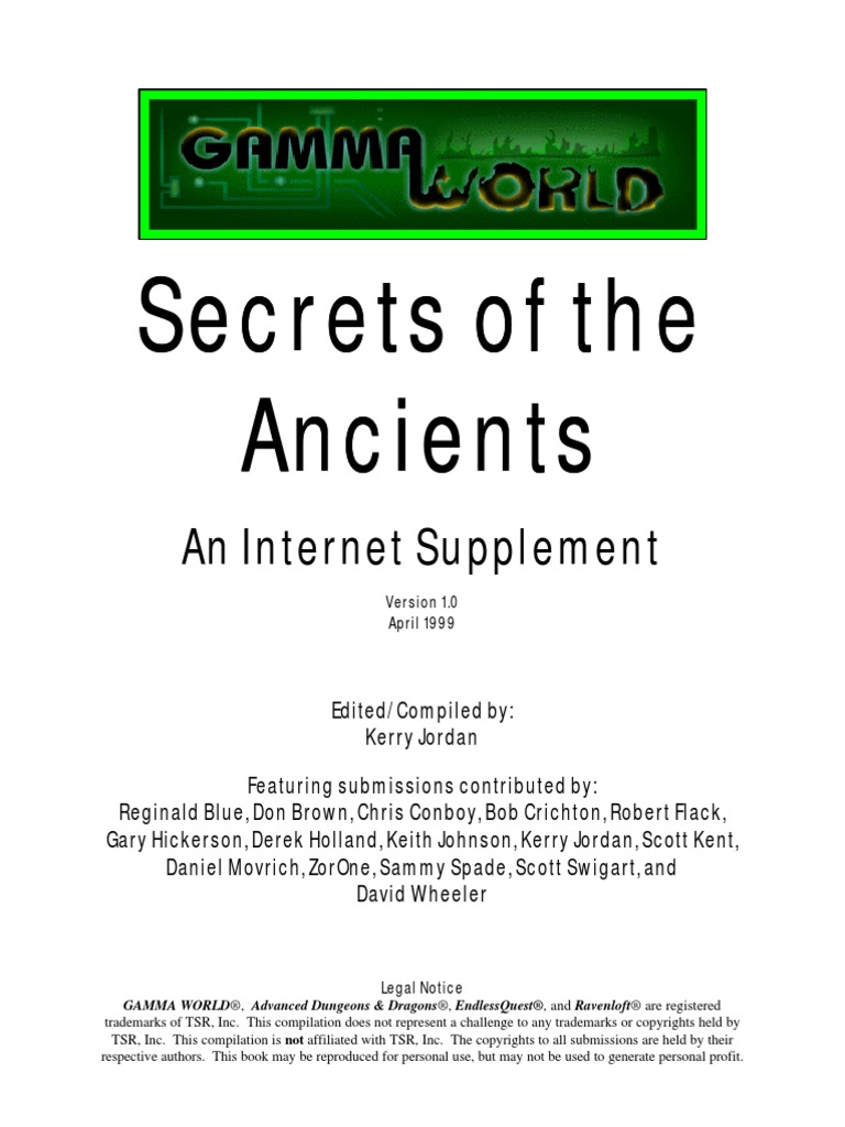 D20 Modern - Gamma World - Secrets of The Ancients | PDF | Mutation ...