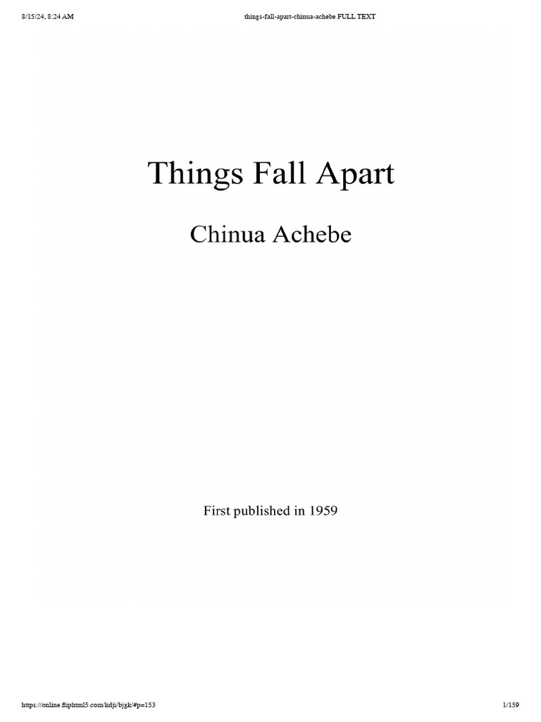 Things Fall Apart Chinua Achebe FULL TEXT | PDF | African Literature