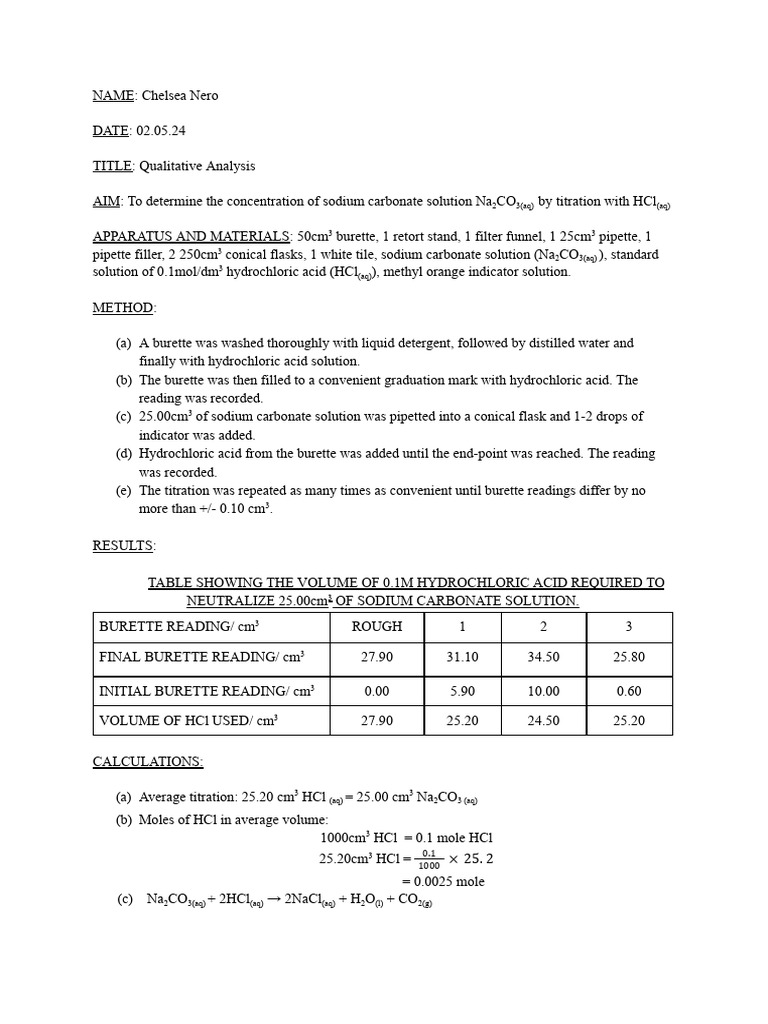 Chem Volumetric Analysis | PDF | Titration | Chemistry