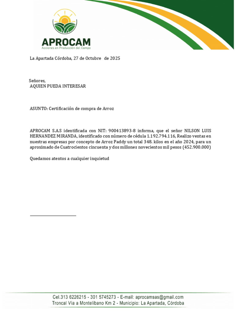 Carta Nilson Hernandez | PDF