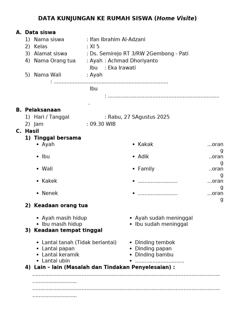 Buku Homevisit | PDF