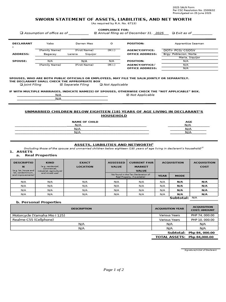 2025 Saln Asn Yabo (2) | PDF