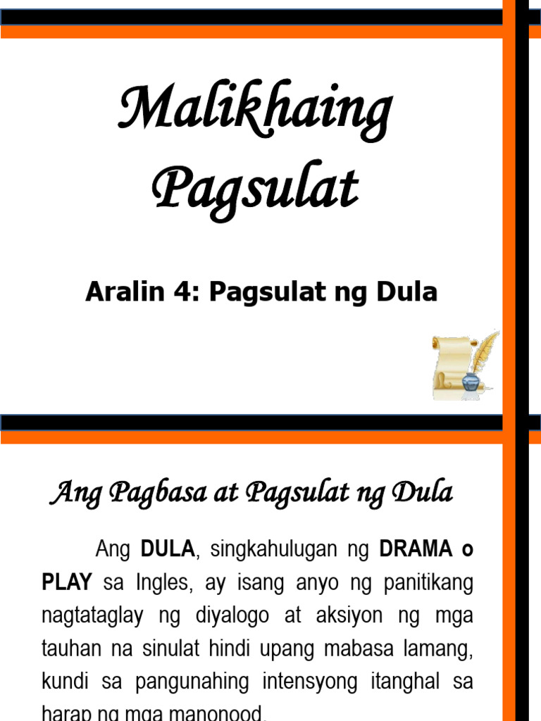 Aralin 4 Pagsulat NG Dula | PDF