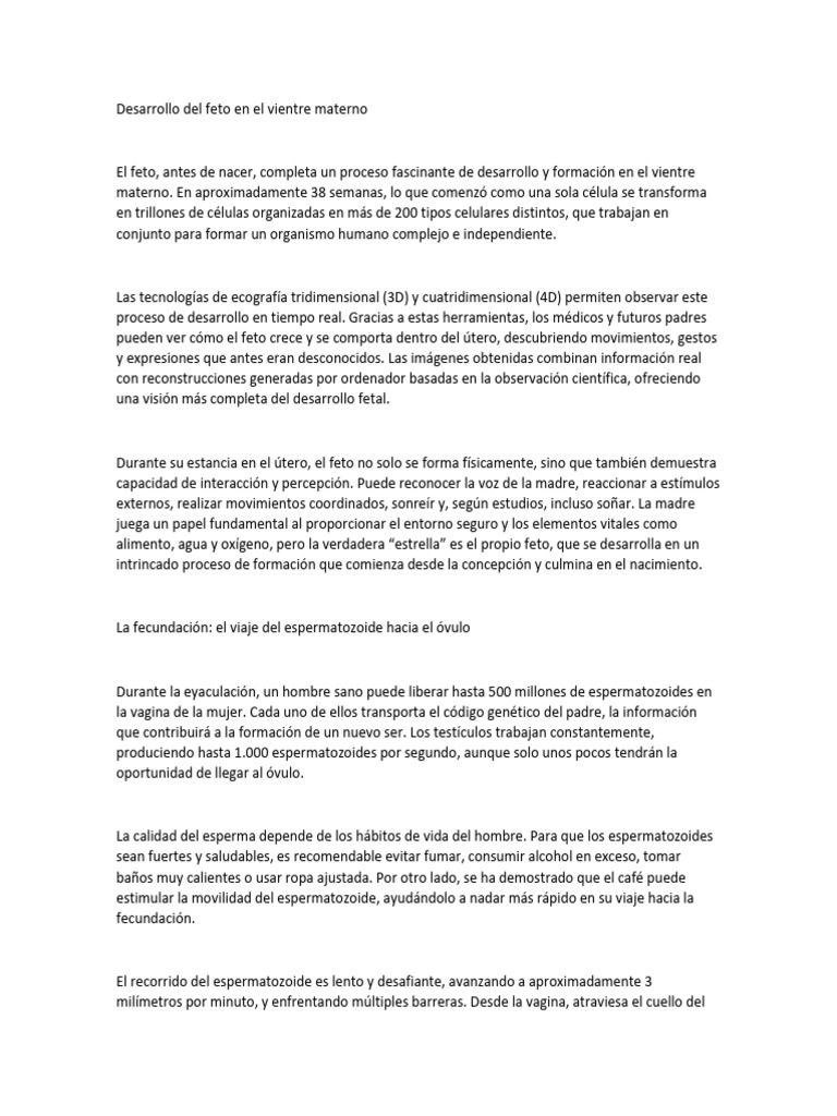 Desarrollo Del Feto en El Vientre Materno | PDF | Feto | El embarazo