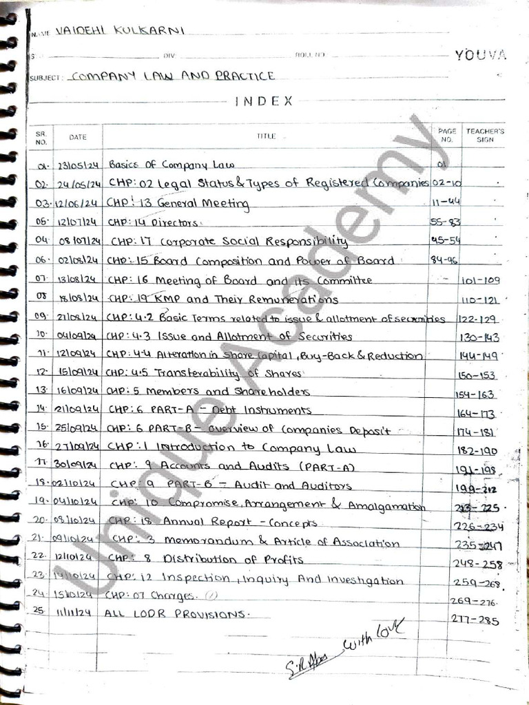 Company Law Handwritten Notes - Compressed | PDF | Factor Income ...