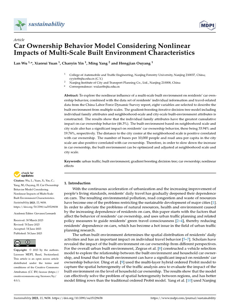 Car Ownership Behavior Model Considering Nonlinear | PDF ...