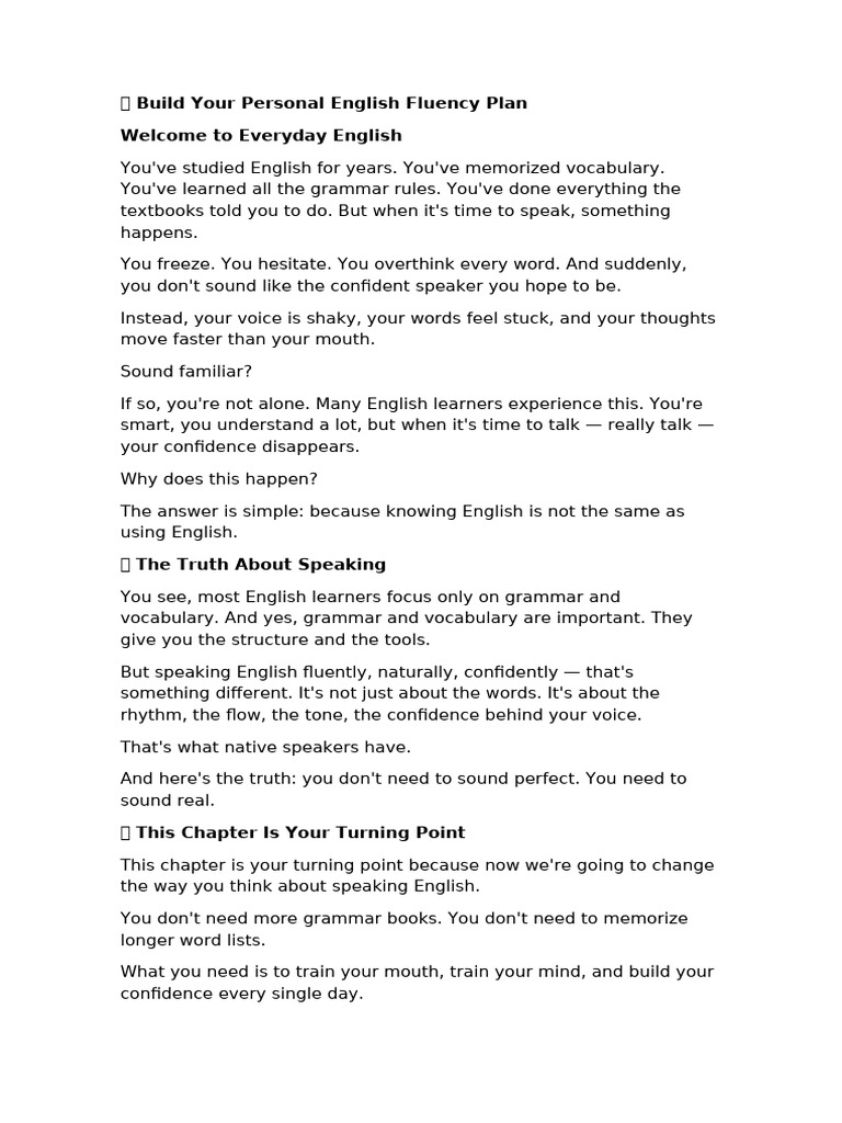Build Your Personal English Fluency Plan - Copilot | PDF | English ...