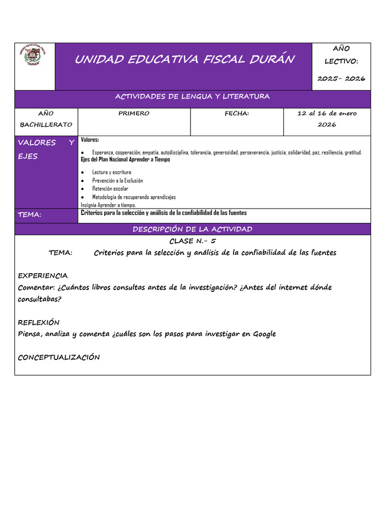 Lengua Semana Del 12 Al 16 de Enero | PDF