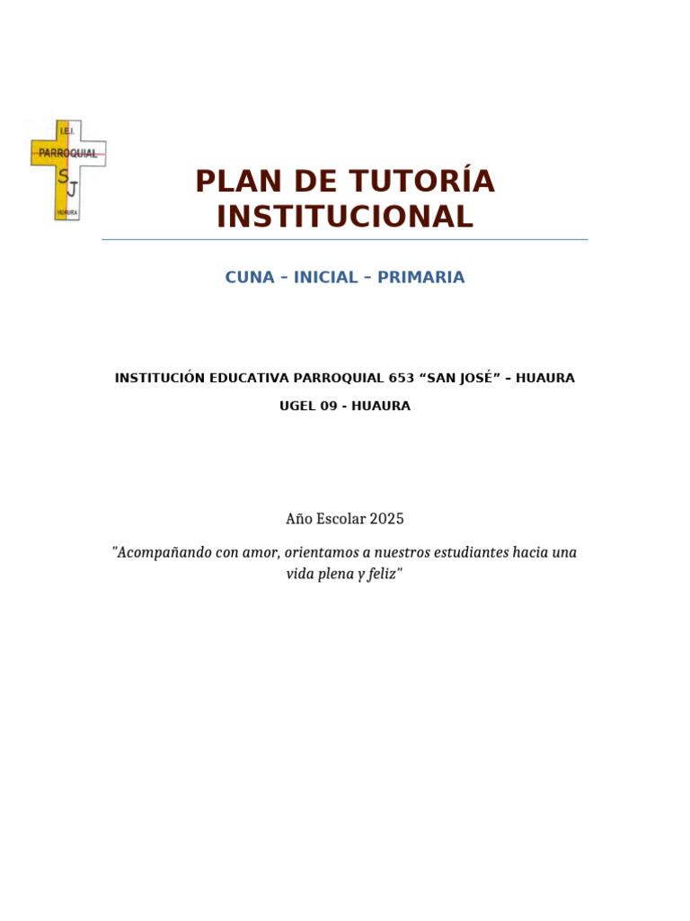 Plan Tutoria Con Portada y Logo | PDF | Las emociones | Educación de la ...