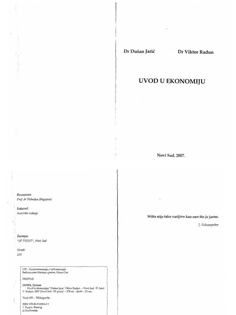Uvod U Ekonomiju DR Dusan Jaric DR Viktor Radun Novi Sad 20 | PDF