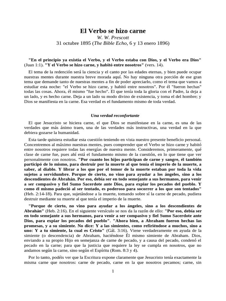 el verbo se hizo carne | PDF | Cristo (título) | Pecado
