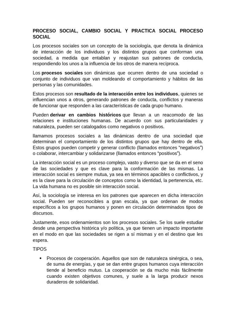 Proceso Social | PDF | Sociedad | Cambio social