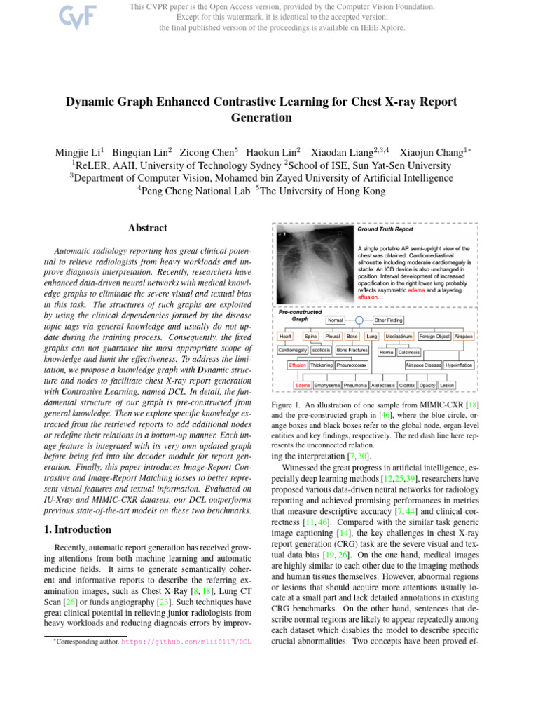 Li Dynamic Graph Enhanced Contrastive Learning For Chest X-Ray Report ...