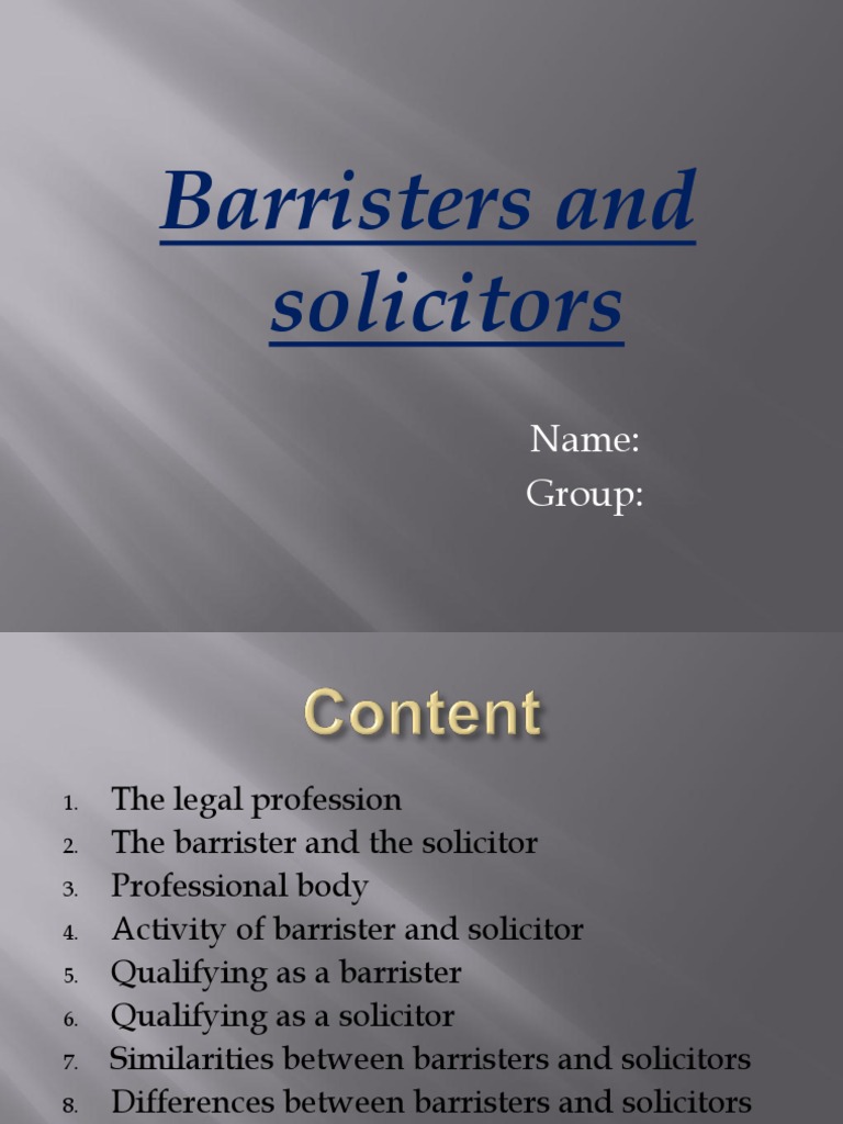 Barristers and Solicitors: Name: Group | PDF | Barrister | Solicitor