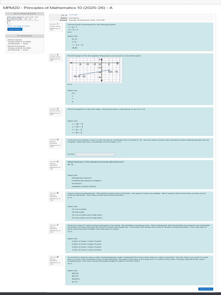 1-5: Linear Systems Quiz (8 Marks) 2 | PDF | Mathematical Analysis ...