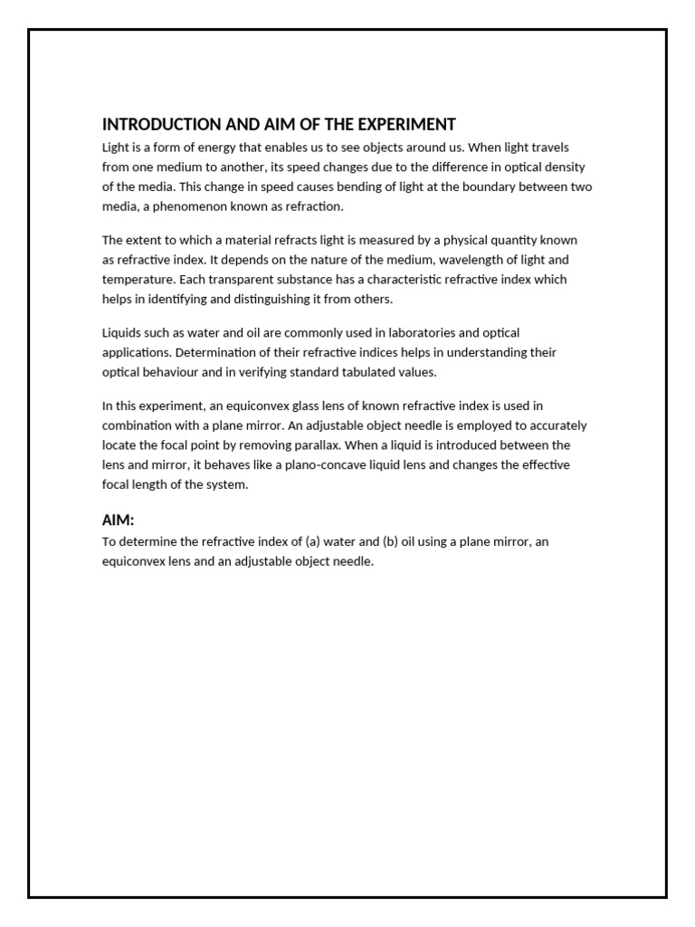 CBSE Physics Project Refractive Index Draft 2 | PDF | Refractive Index ...