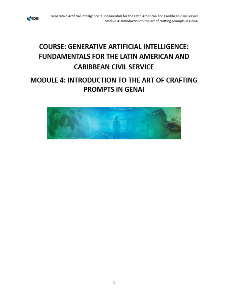 Module - 4 - Contents - INTRODUCTION TO THE ART OF CRAFTING PROMPTS IN ...