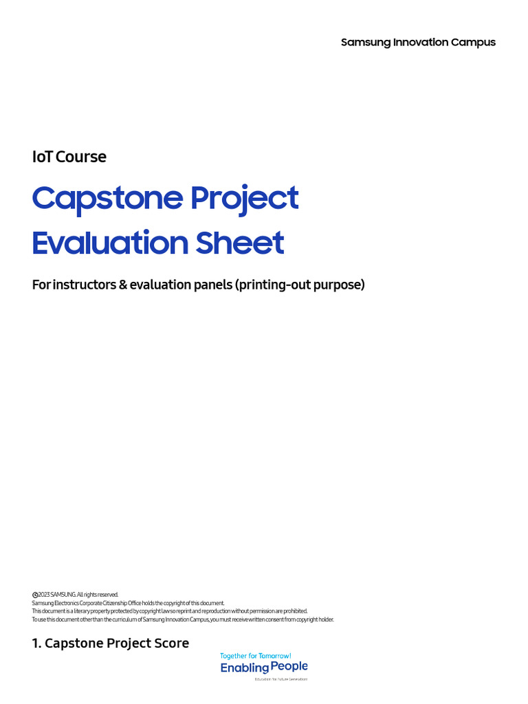SIC - IoT - Capstone Project - Evaluation Sheet | PDF | Prototype ...