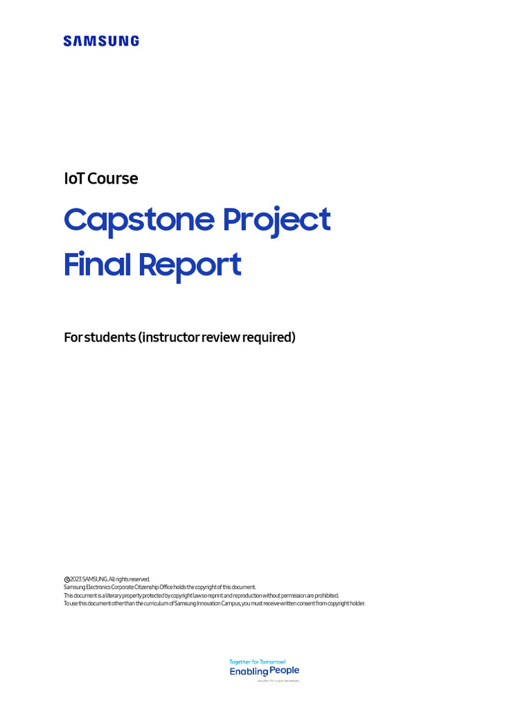 SIC - IoT - Capstone Project - Final Report | PDF | Internet Of Things