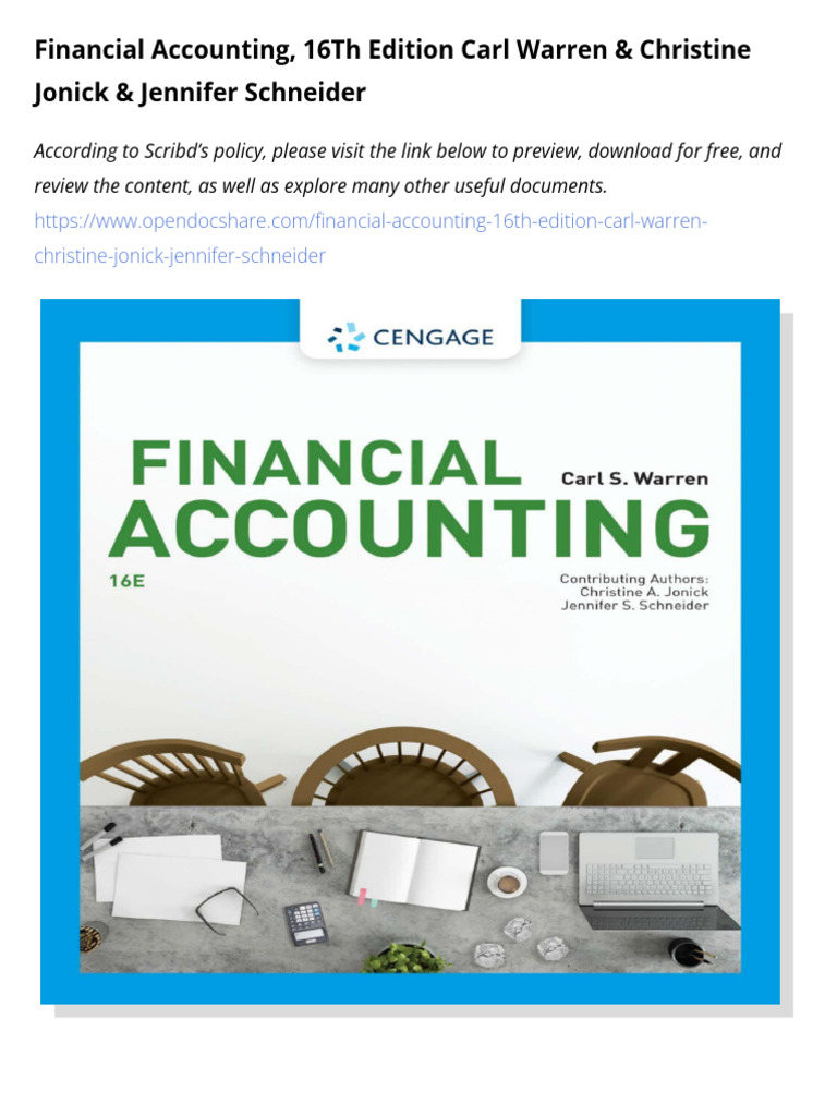 Financial Accounting, 16th Edition Carl Warren & Christine Jonick ...