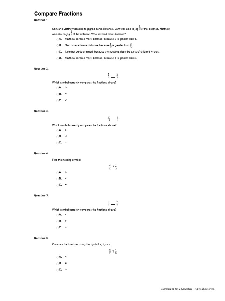 4.NF.a.2 Compare Fractions | PDF