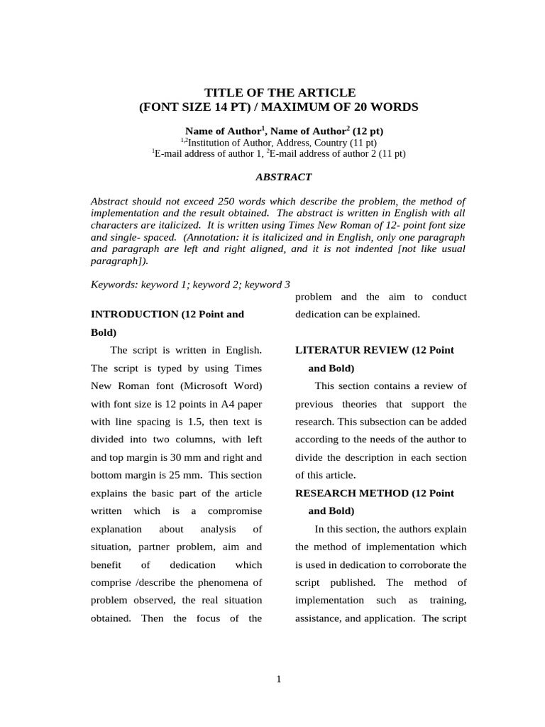 Template INABA Journals | PDF | Paragraph