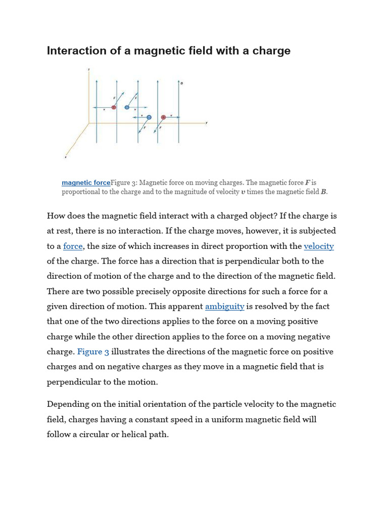 Interaction of a Magnetic Field With a Charge | PDF | Magnetic Field ...
