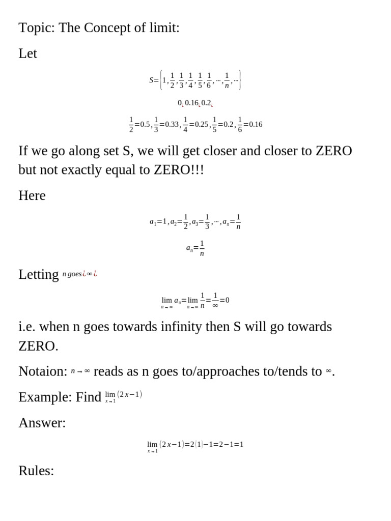 Limits | PDF | Mathematics | Mathematical Objects